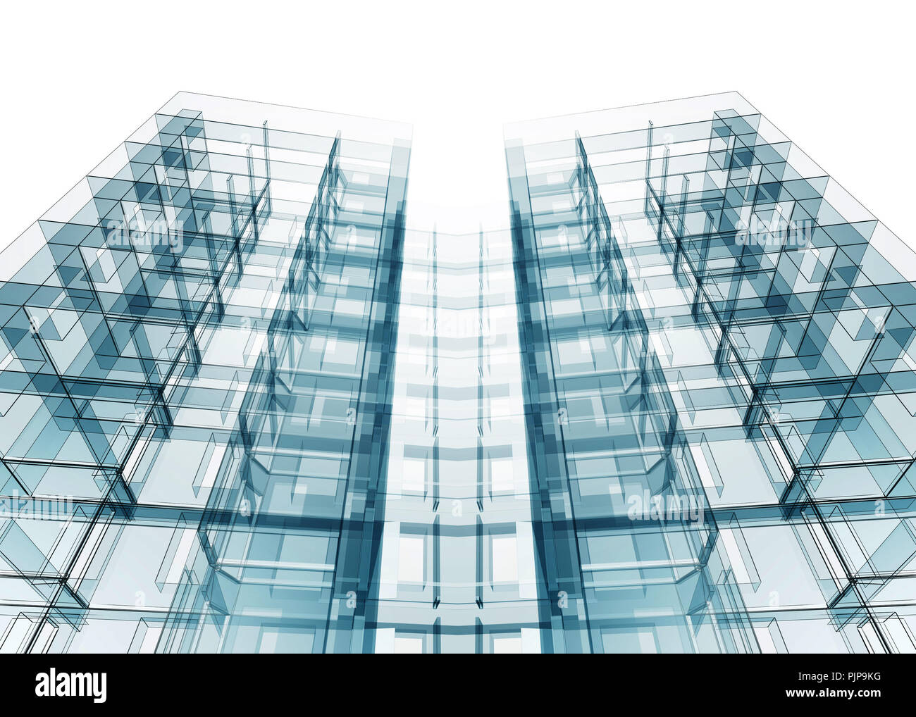 Construction modern architecture. White isolated. 3d rendering Stock ...