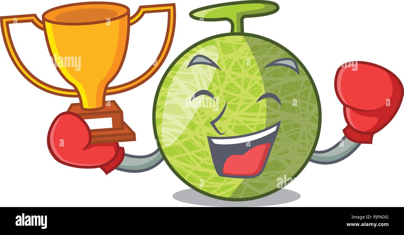 Boxing winner cartoon ripe melon fruit in the kitchen Stock Vector ...