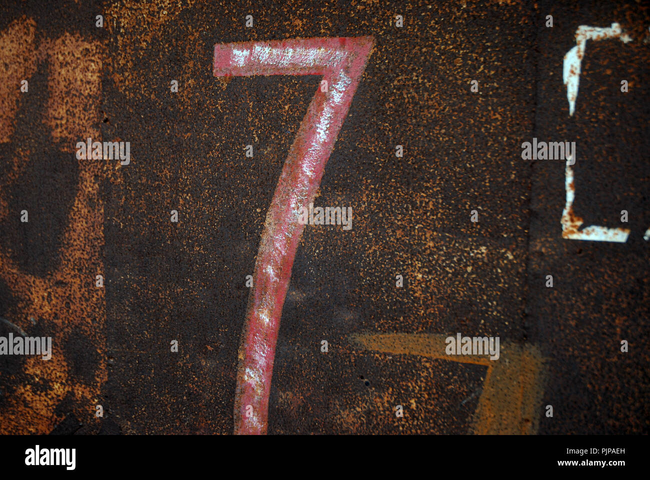 Number 7 painted on gate, Seminyak, Bali, Indonesia Stock Photo - Alamy