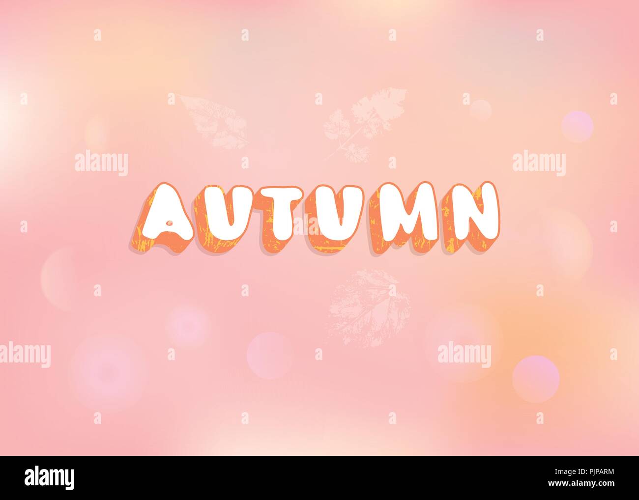 Vector Autumn text on pastel blur bokeh background. Handwritten ...