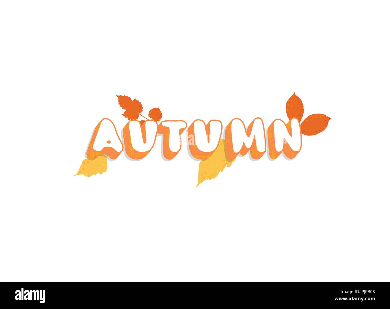 Autumn text isolated on white background. Handwritten lettering with ...