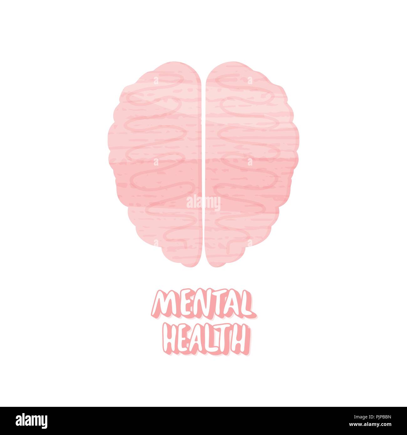 Mental health icon. Vector human brain with lettering Stock Vector ...