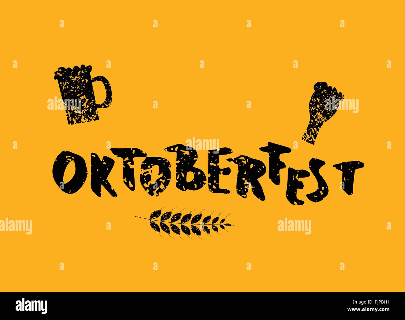 Oktoberfest lettering textured composition. Handwritten text with ...