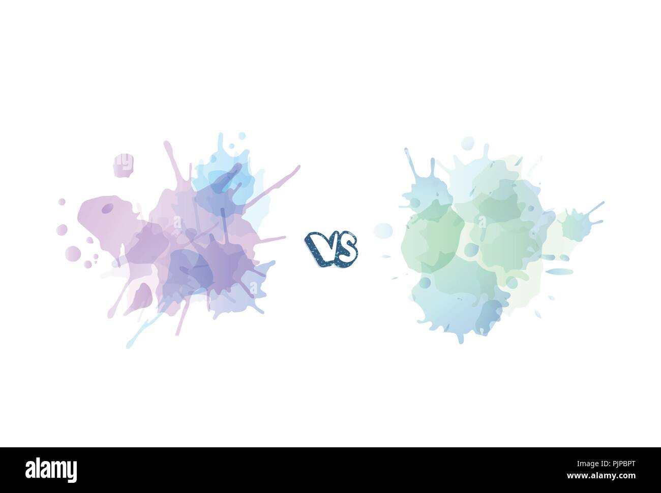 Versus template with watercolor splash texture. VS screen with empty ...