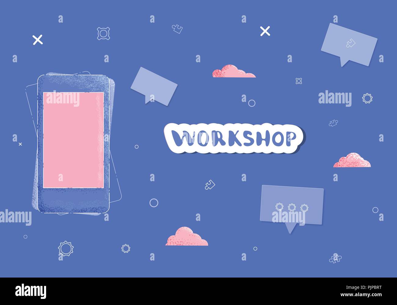 Workshop advertisement flyer. Template with handwritten lettering ...