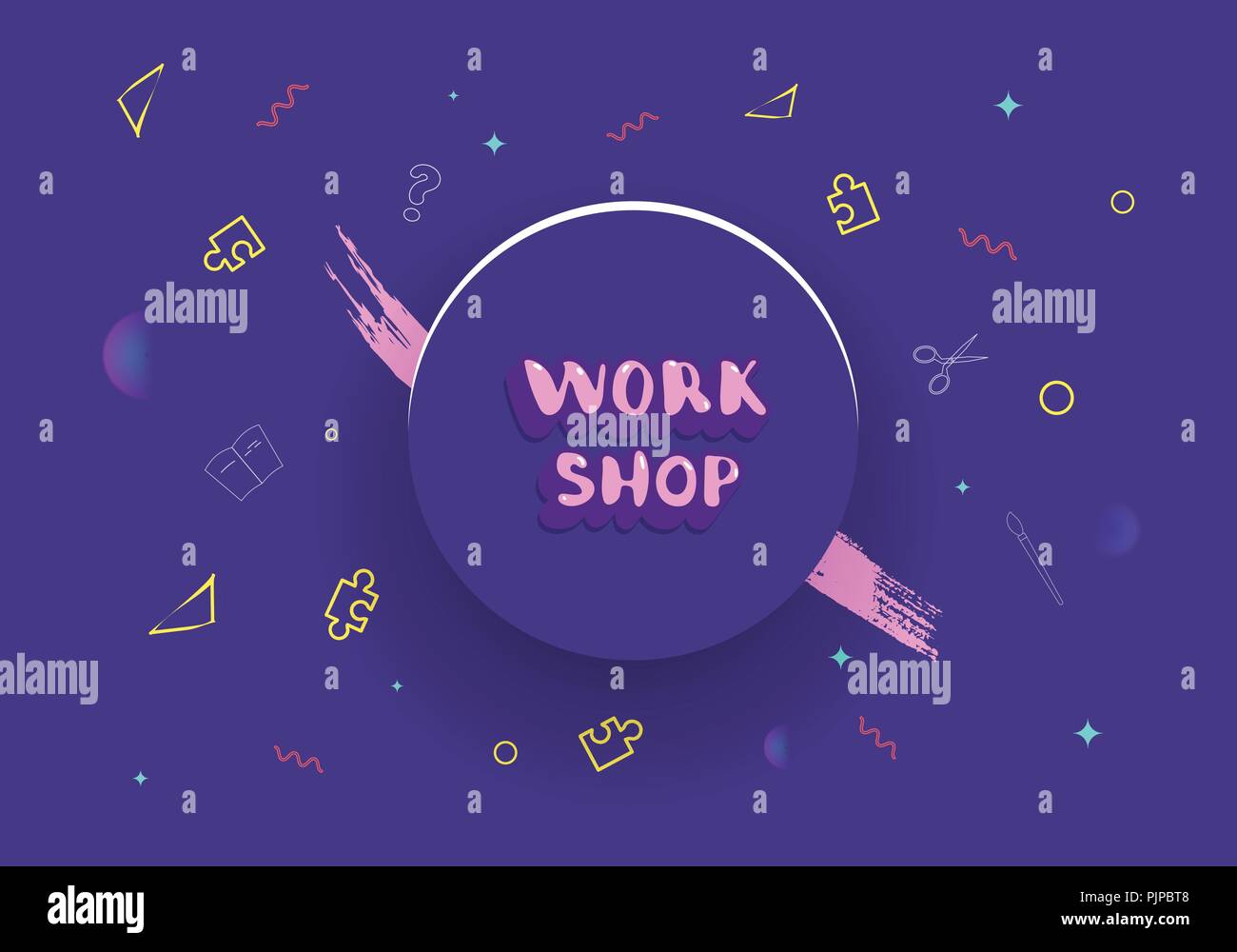 Workshop announcement composition. Template with handwritten lettering ...