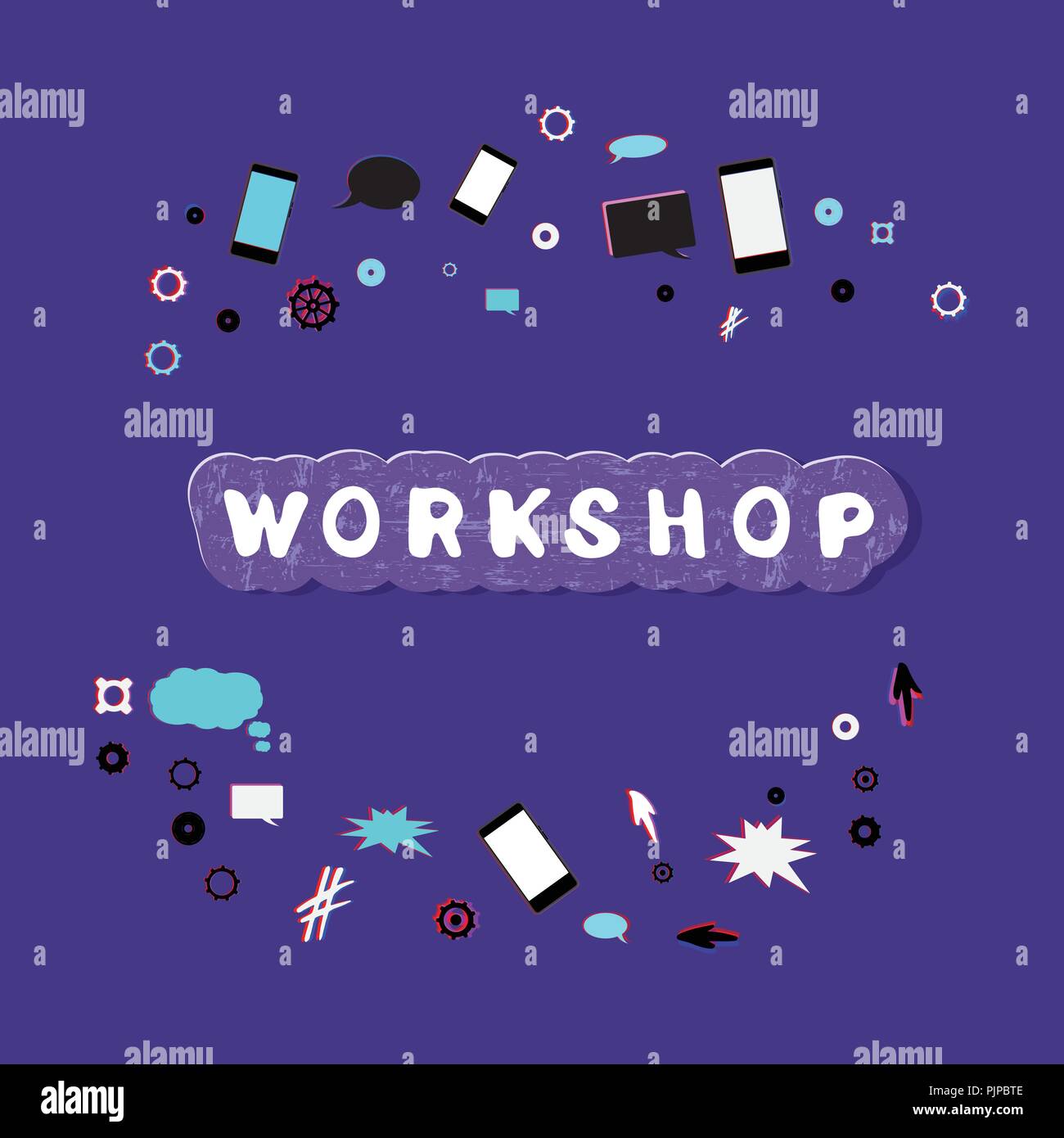 Workshop announcement composition. Template with handwritten lettering ...