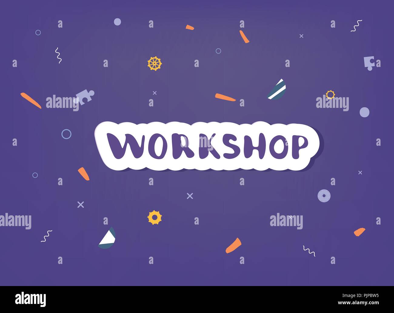 Workshop announcement composition. Template with handwritten lettering ...