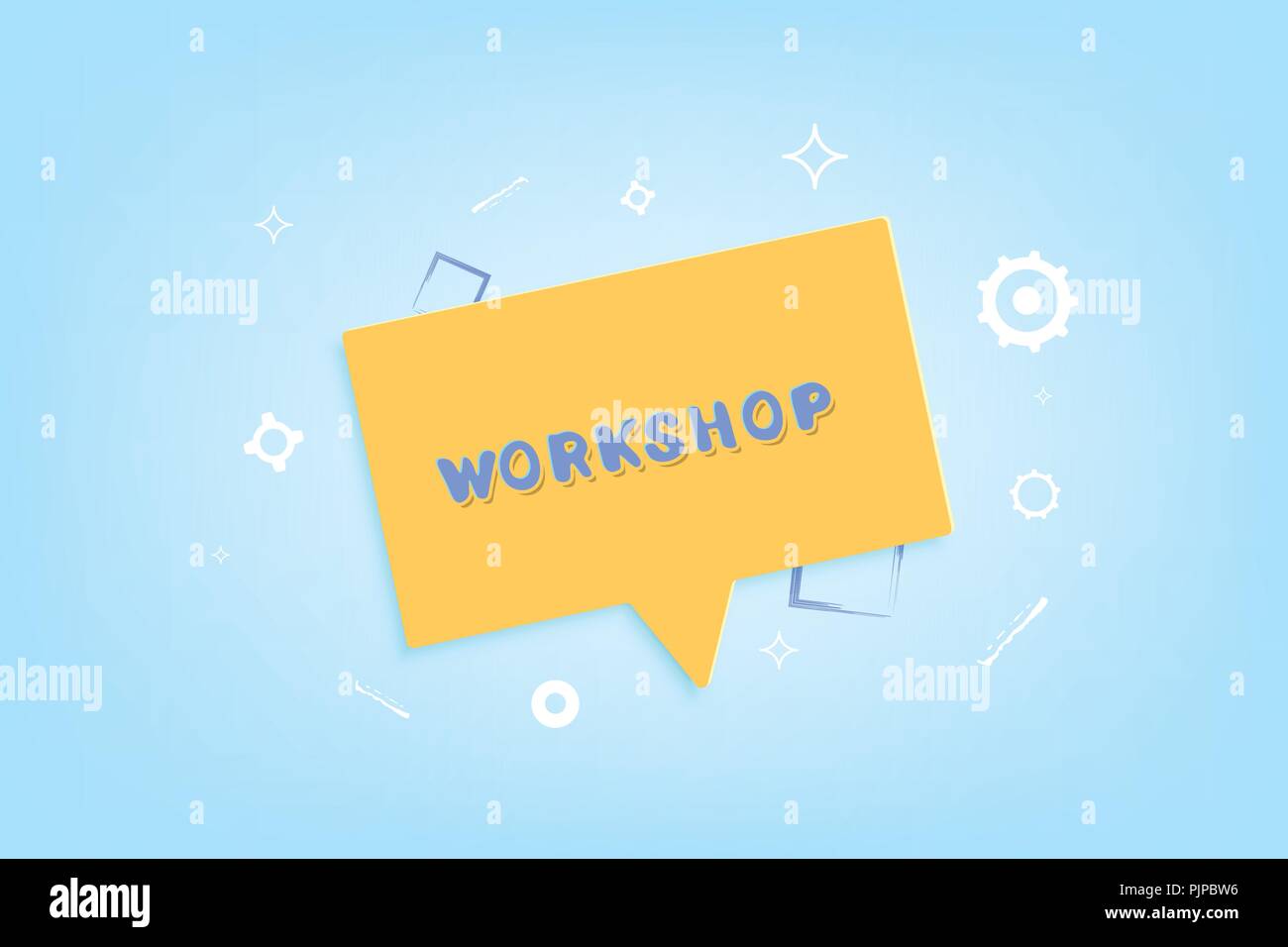 Workshop announcement composition with speech bubble. Template with ...