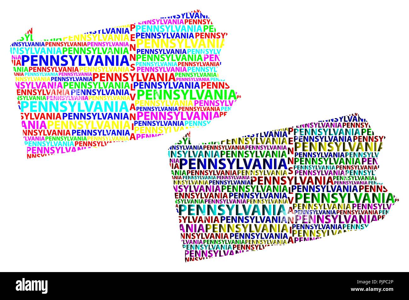 Sketch Pennsylvania (United States of America) letter text map ...