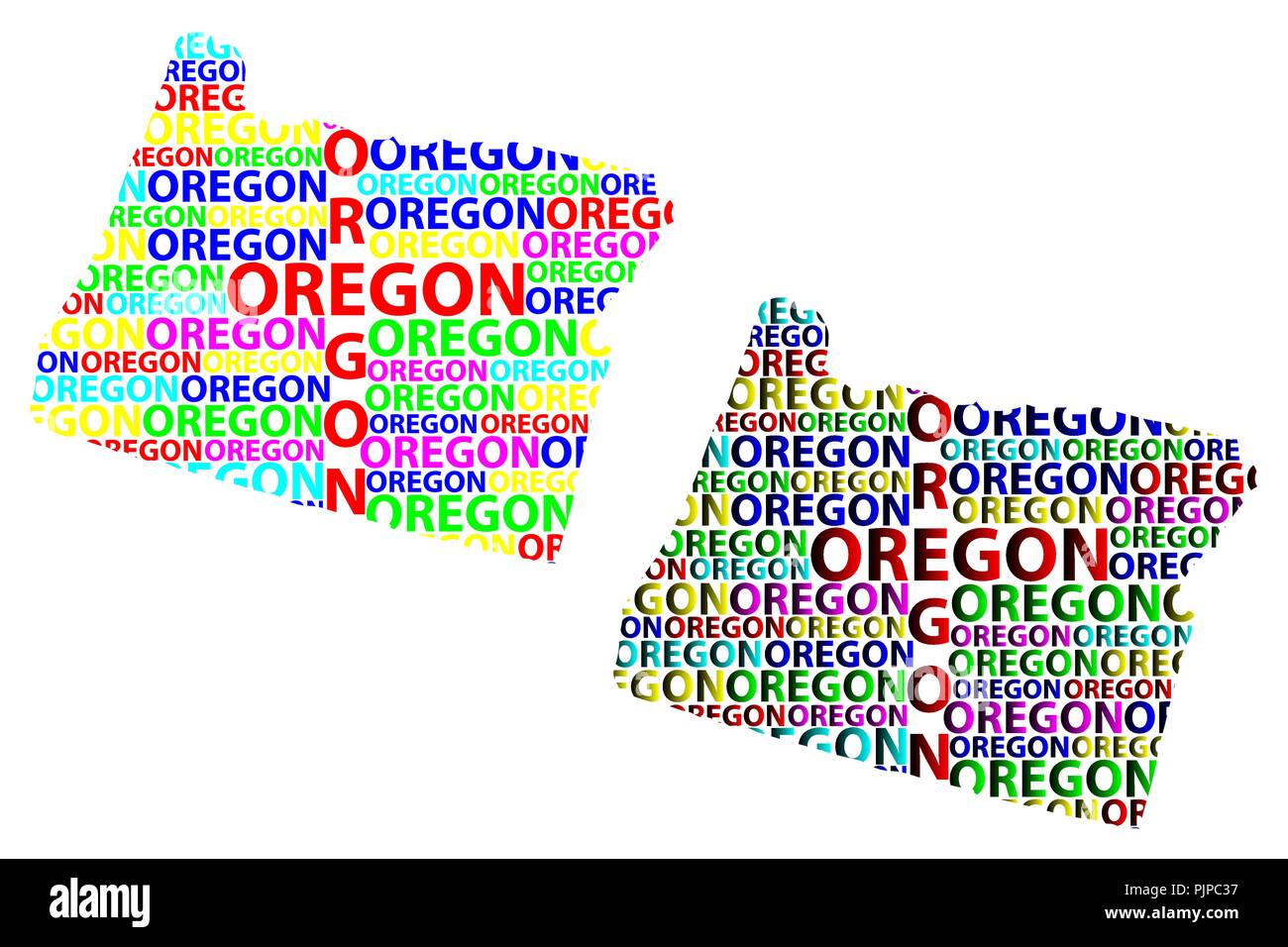 Sketch Oregon (United States of America) letter text map, Oregon map ...