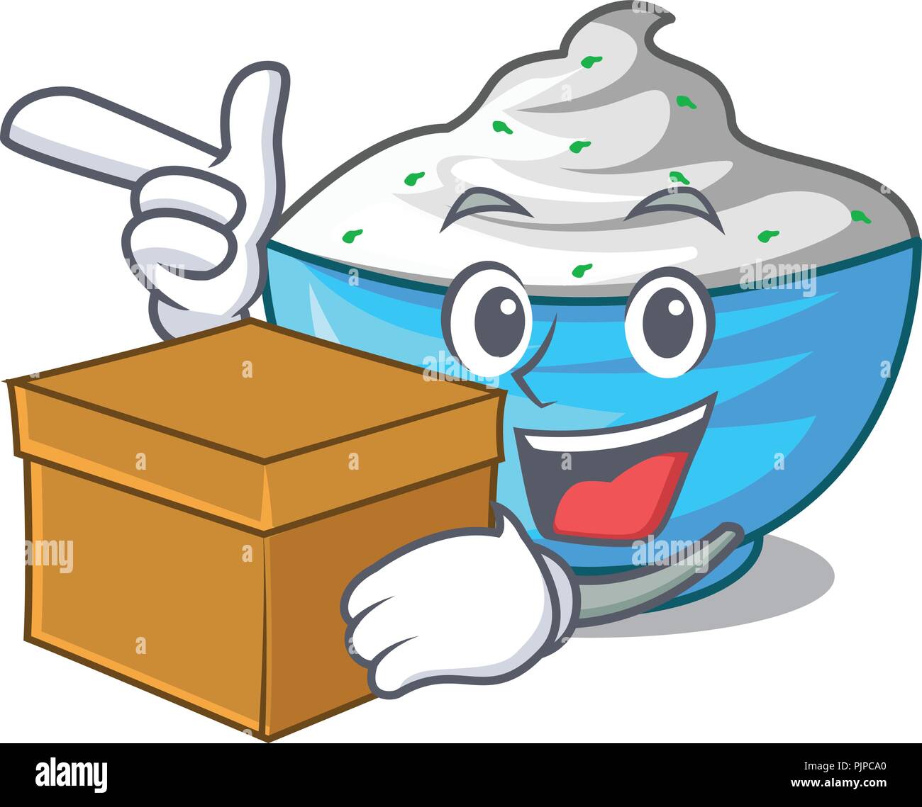 With box sour cream in a wooden bowl cartoon Stock Vector Image & Art ...