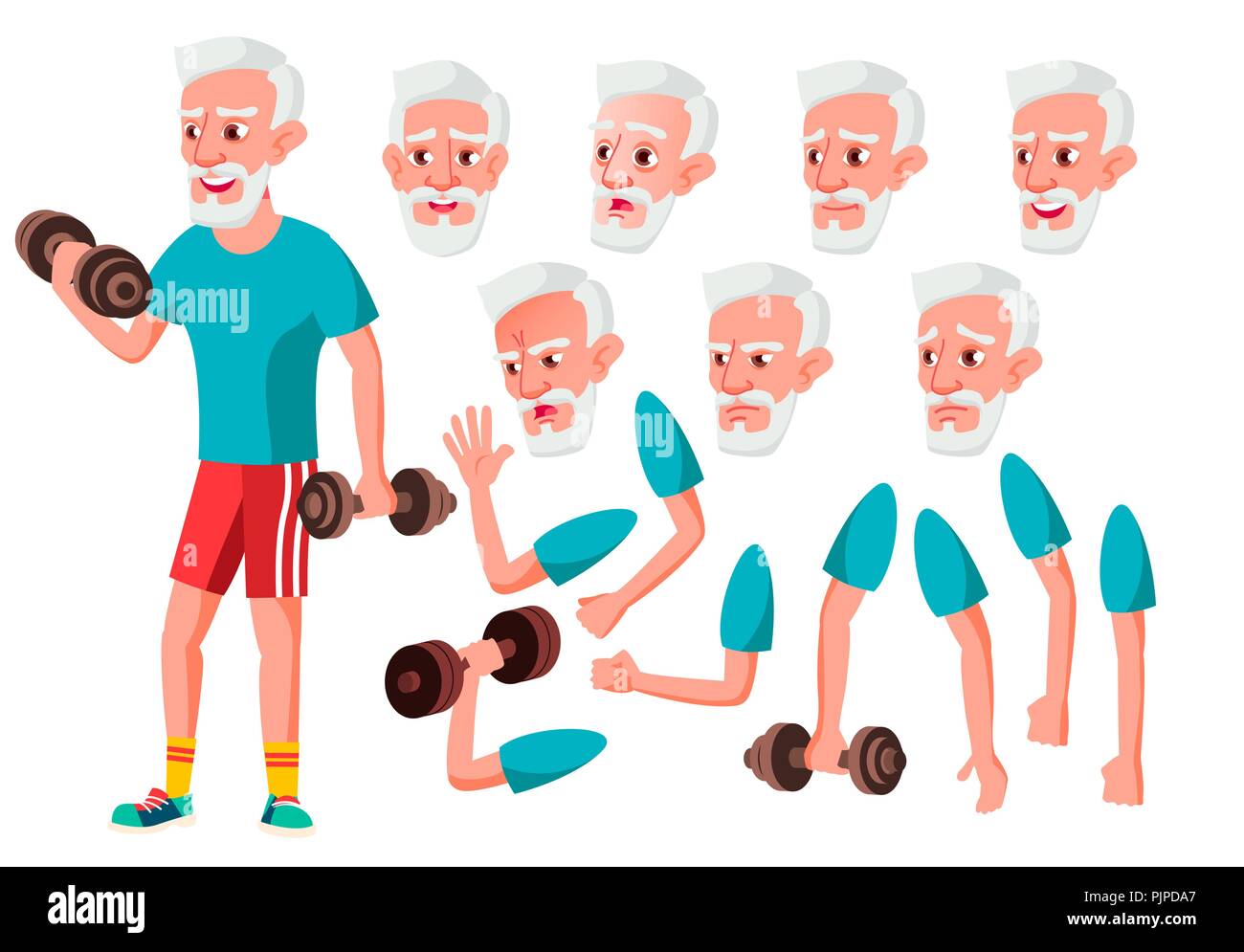 Old Man Vector. Senior Person. Aged, Elderly People. Cute, Comic. Joy ...