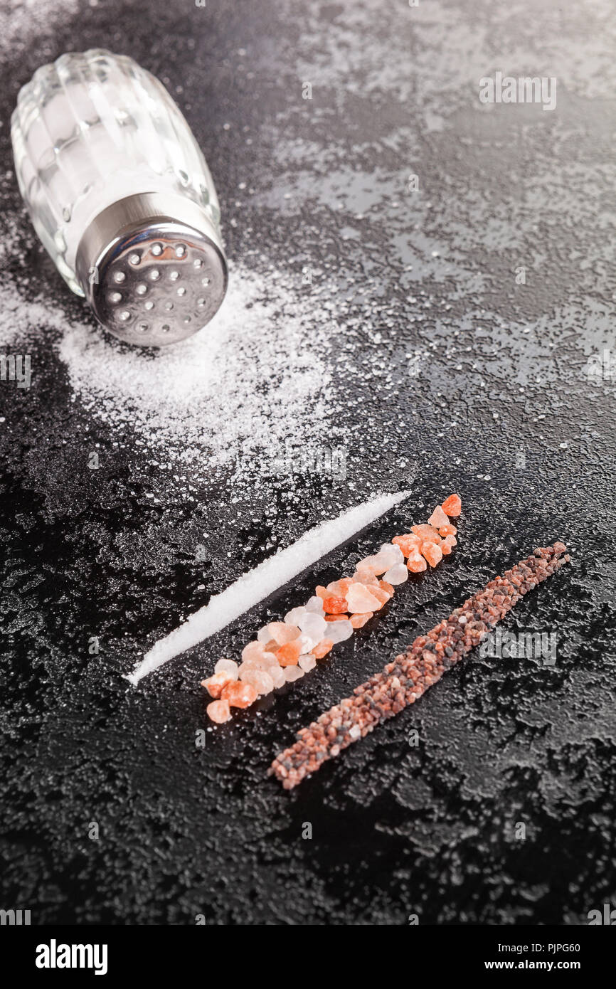 Classic and healthy kind of salts. Salt addict concept Stock Photo - Alamy