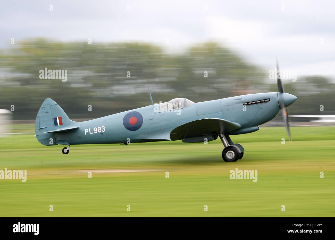 A Supermarine Spitfire Takes Off Before An Air Display On Day Two Of