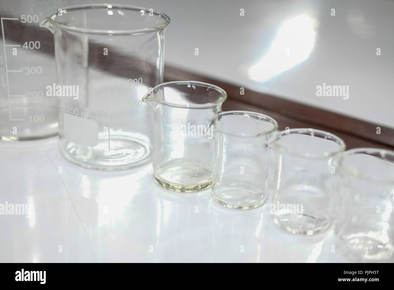 scientific chemical laboratory beaker glassware. science research ...