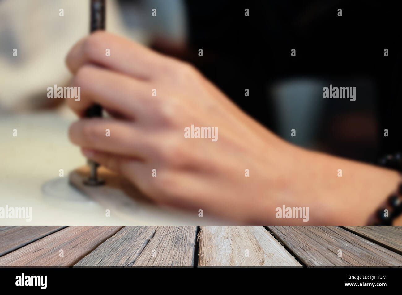 craftsman pinching button on leather bag. handmade DIY handicraft ...