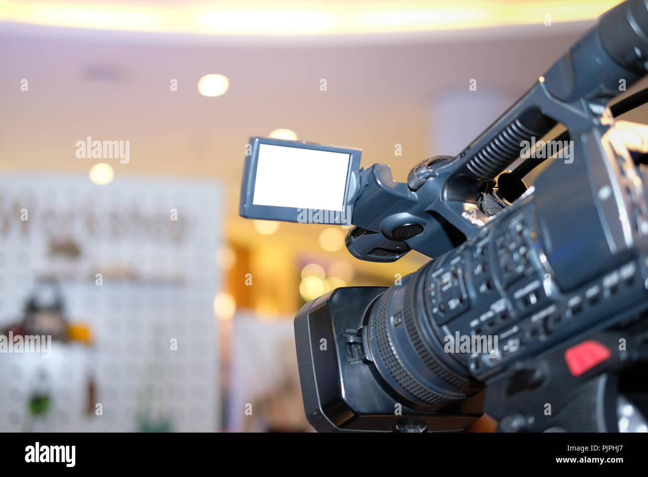 professional video production camera recording live event on stage ...