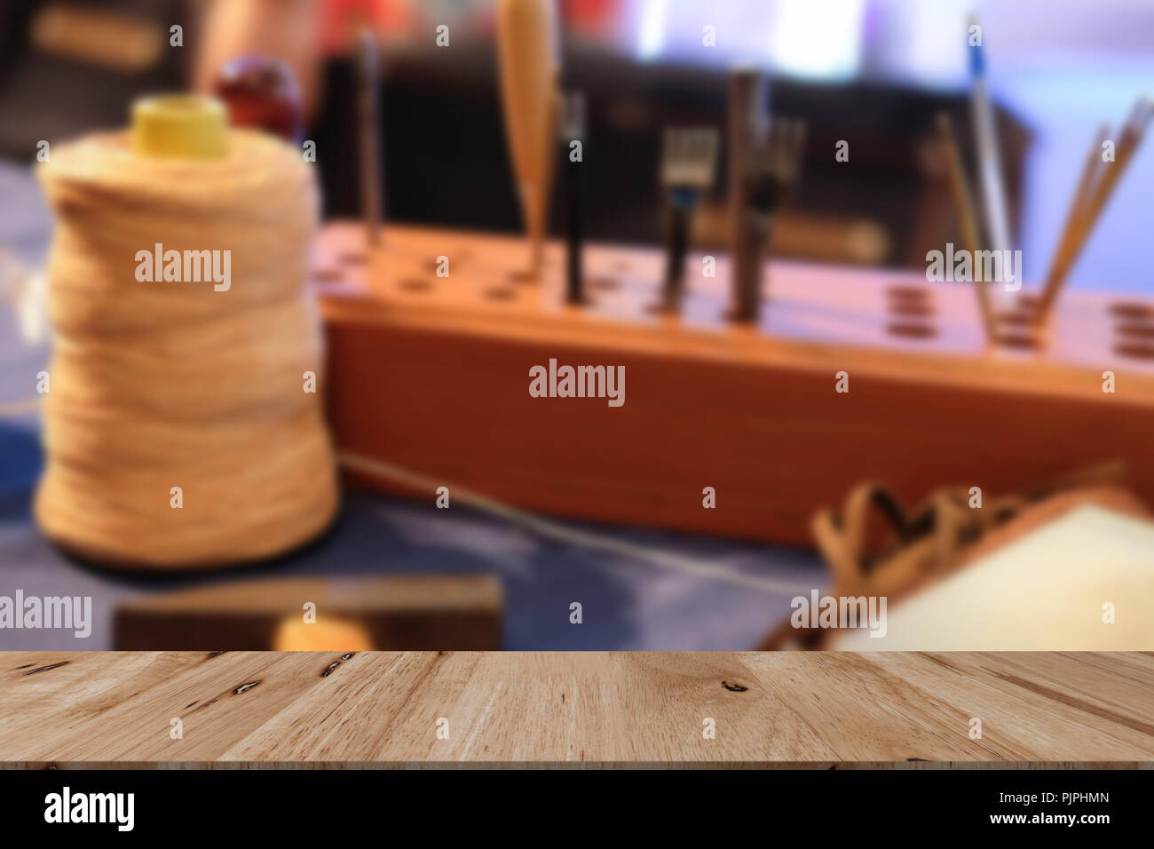 handmade leather craft DIY instrument tool. craftsman working desk ...