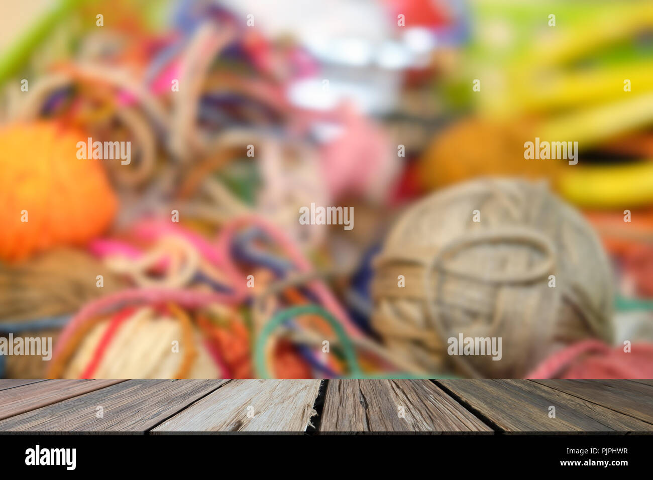 colorful knitting yarn ball, scissors. handmade handicraft embroidery ...