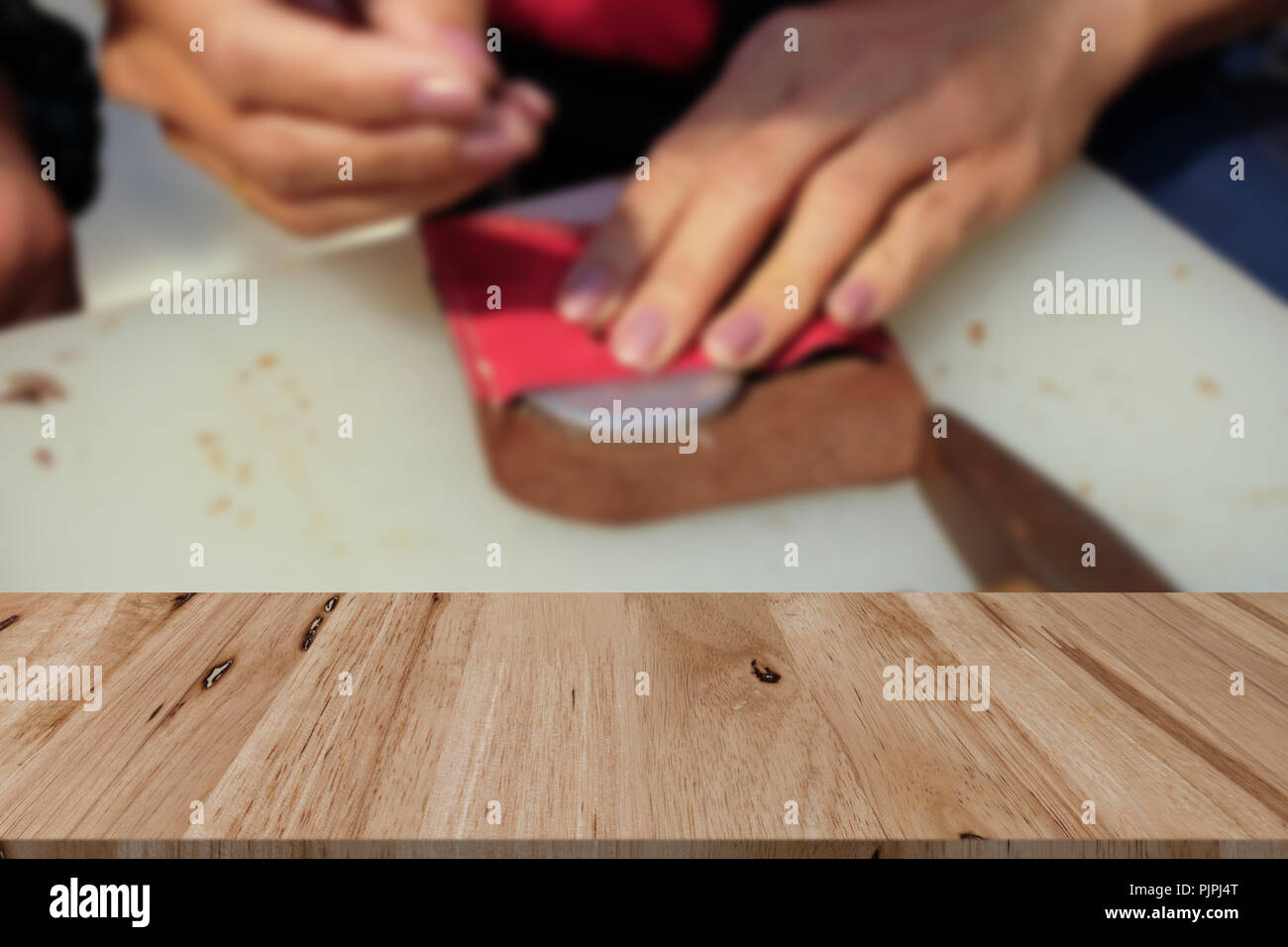 craftsman making leather bag. handmade DIY handicraft workshop Stock ...