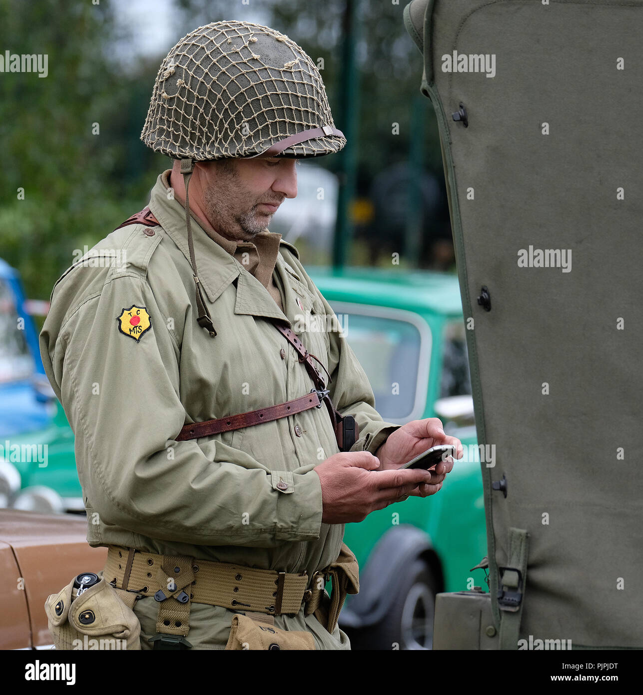 Man in period dress of second world war American GI soldier Stock Photo ...