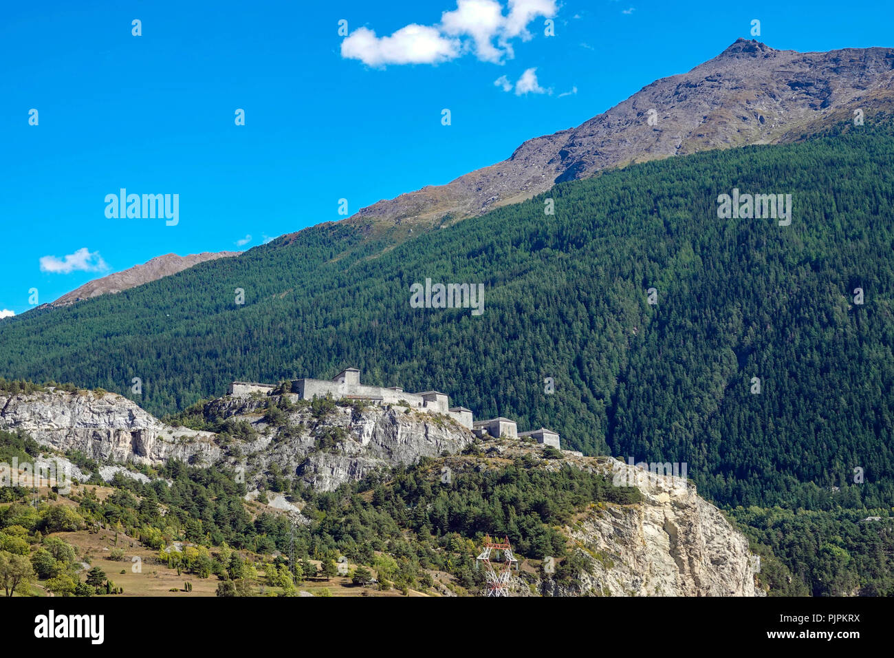 Fort Victor-Emmanuel on a rocky ridge above Modane, France Stock Photo ...