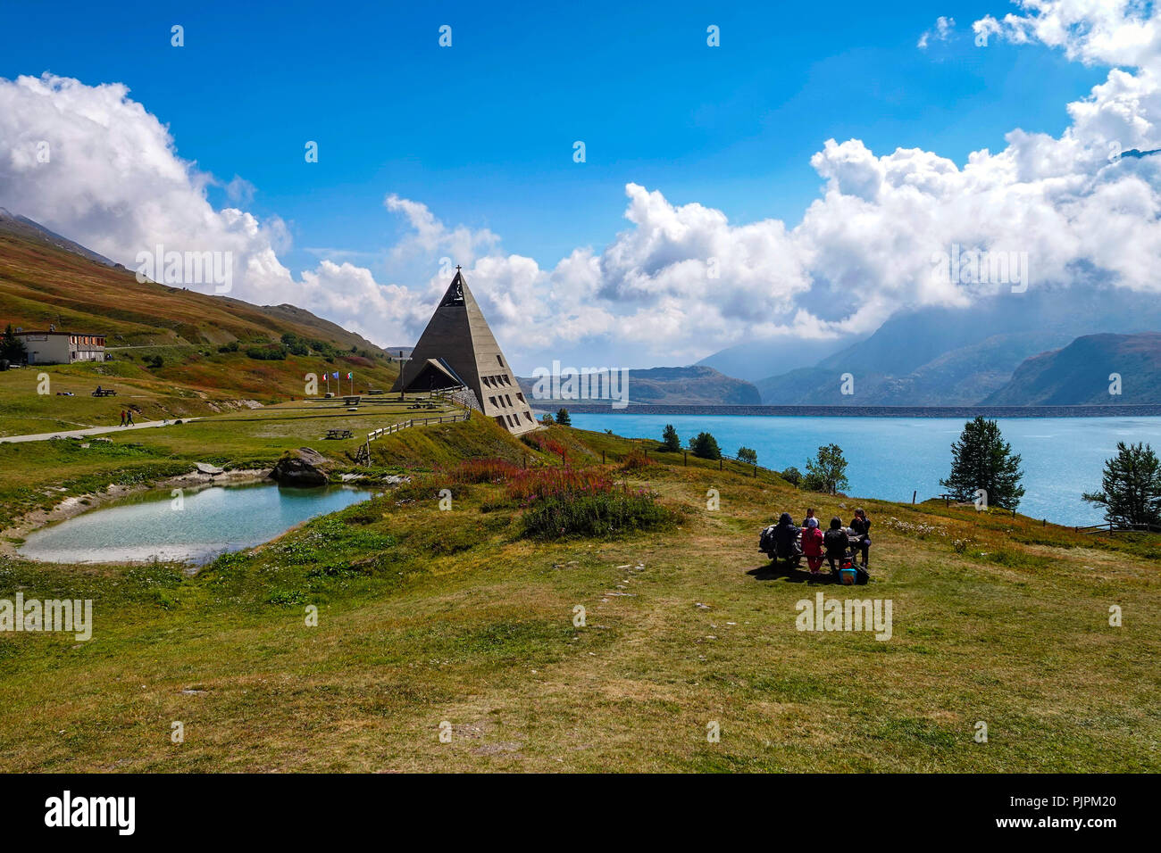 Col de Mont Cenis mountain pass between France and Italy with large ...