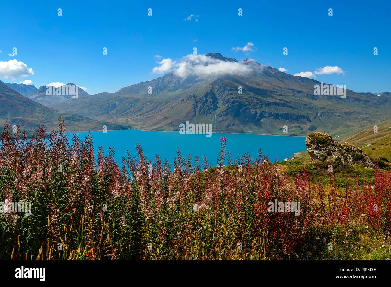 Col de Mont Cenis mountain pass between France and Italy with large ...