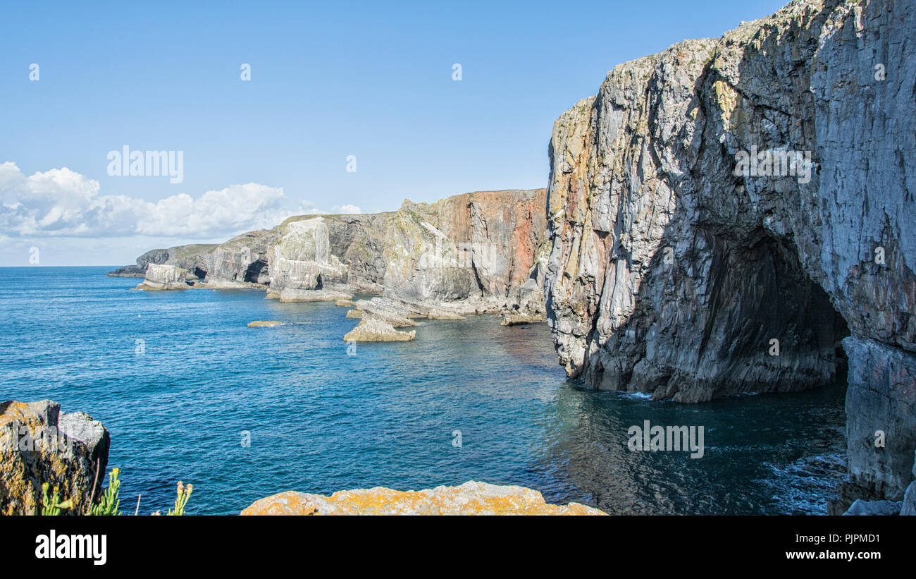 Stack Rocks & The Green Bridge of Wales South Wales Pembrokeshire Stock ...