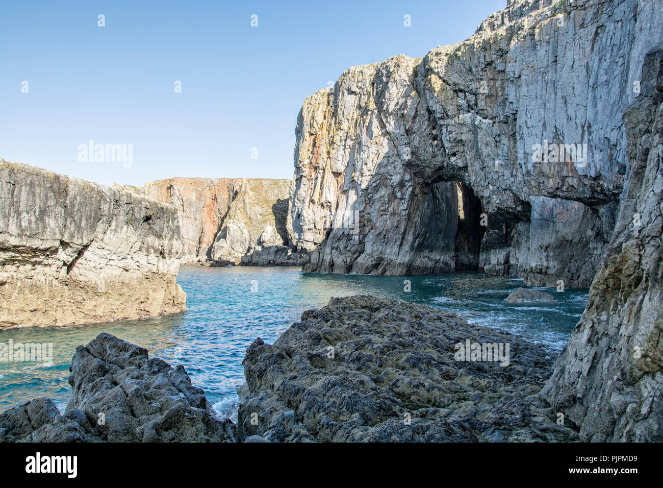 Stack Rocks & The Green Bridge of Wales South Wales Pembrokeshire Stock ...