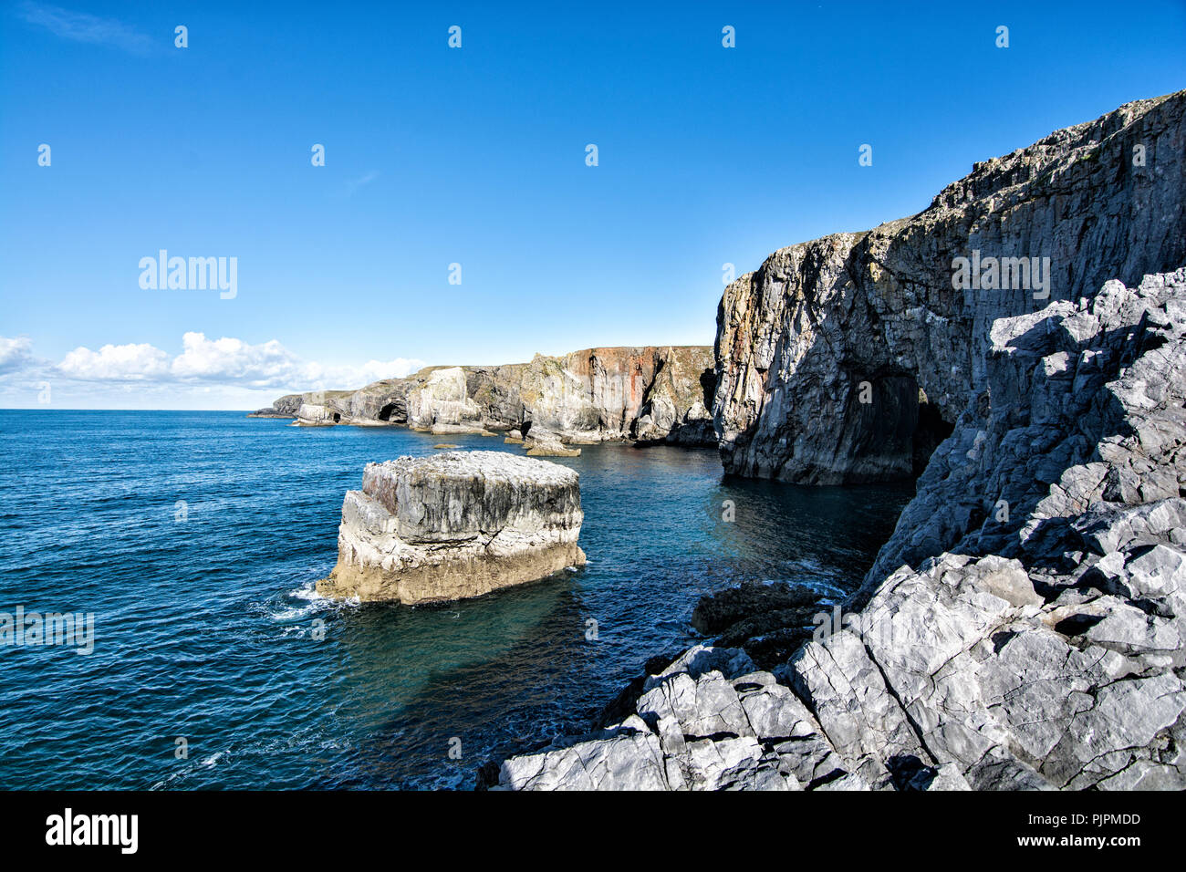 Stack Rocks & The Green Bridge of Wales South Wales Pembrokeshire Stock ...
