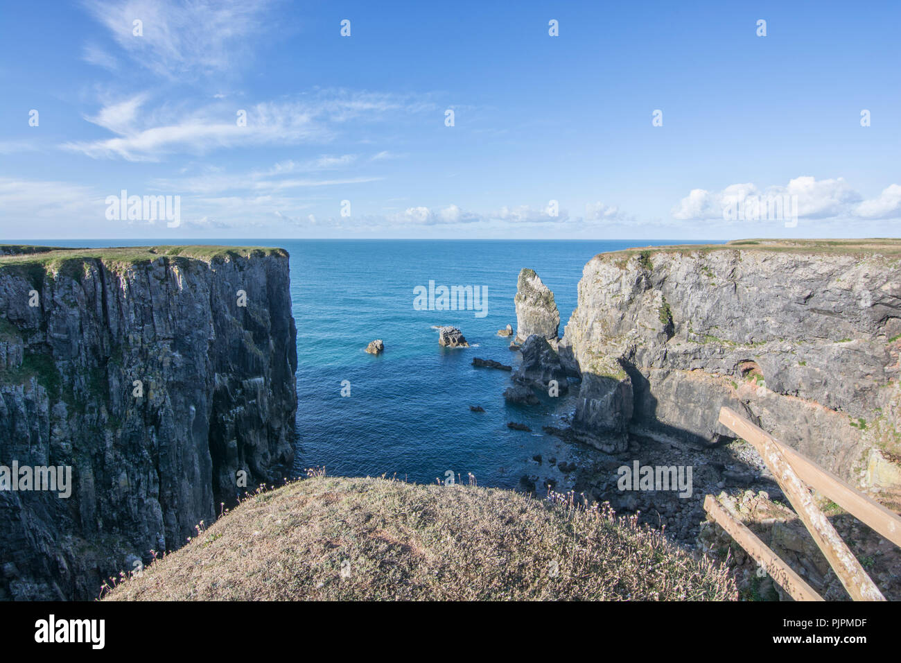 Stack Rocks & The Green Bridge of Wales South Wales Pembrokeshire Stock ...