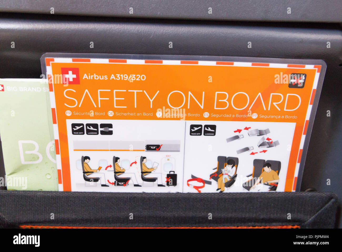 Safety card on plane hi-res stock photography and images - Alamy