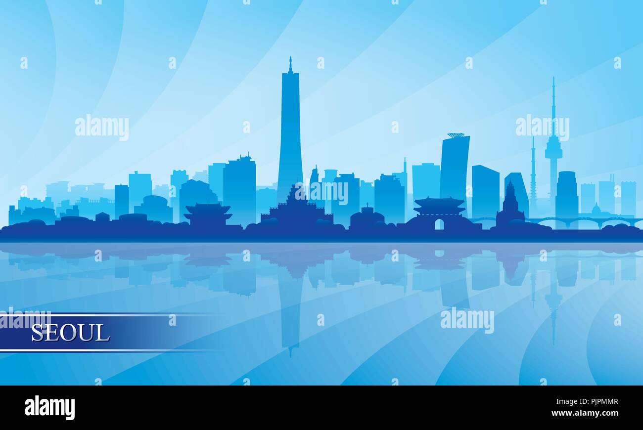 Seoul city skyline silhouette background, vector illustration Stock ...