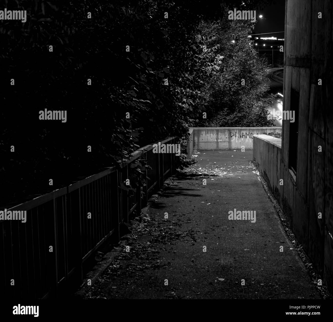 Dark alley at midnight Stock Photo - Alamy