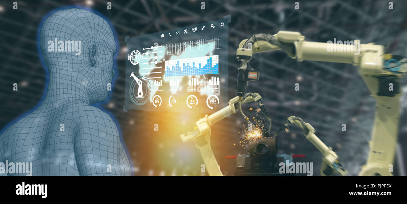 iot industry 4.0 concept,industrial engineer using artificial ...