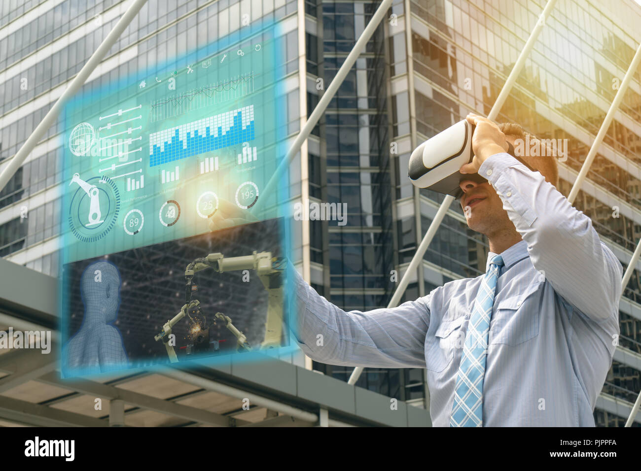 iot industry 4.0 concept,industrial engineer using smart glasses with ...