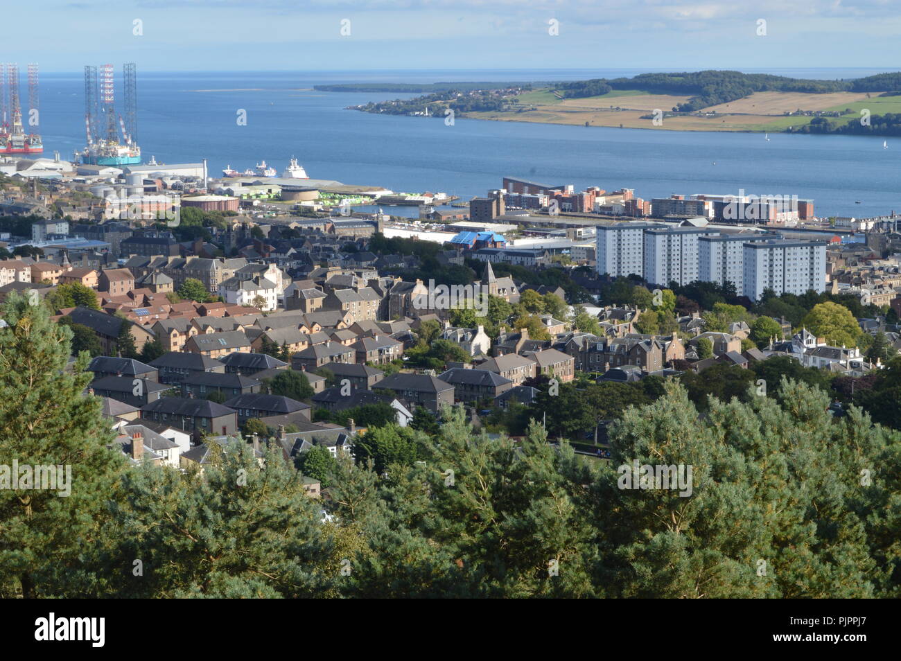 Views over Dundee and the River Tay, Scotland from The Law, September ...