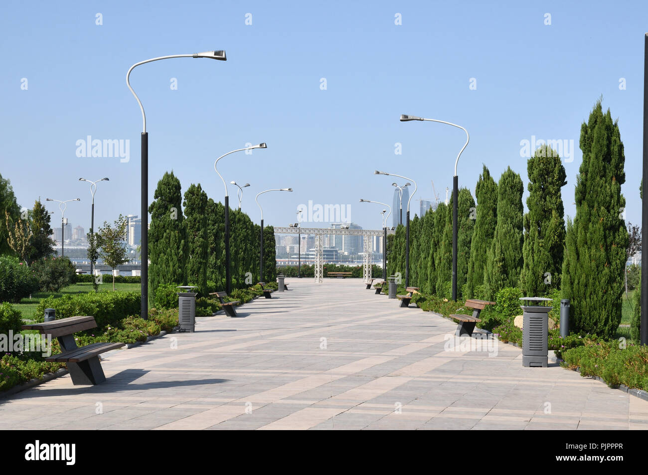 Seaside Boulevard on the Caspian shore in Baku in summer Stock Photo ...