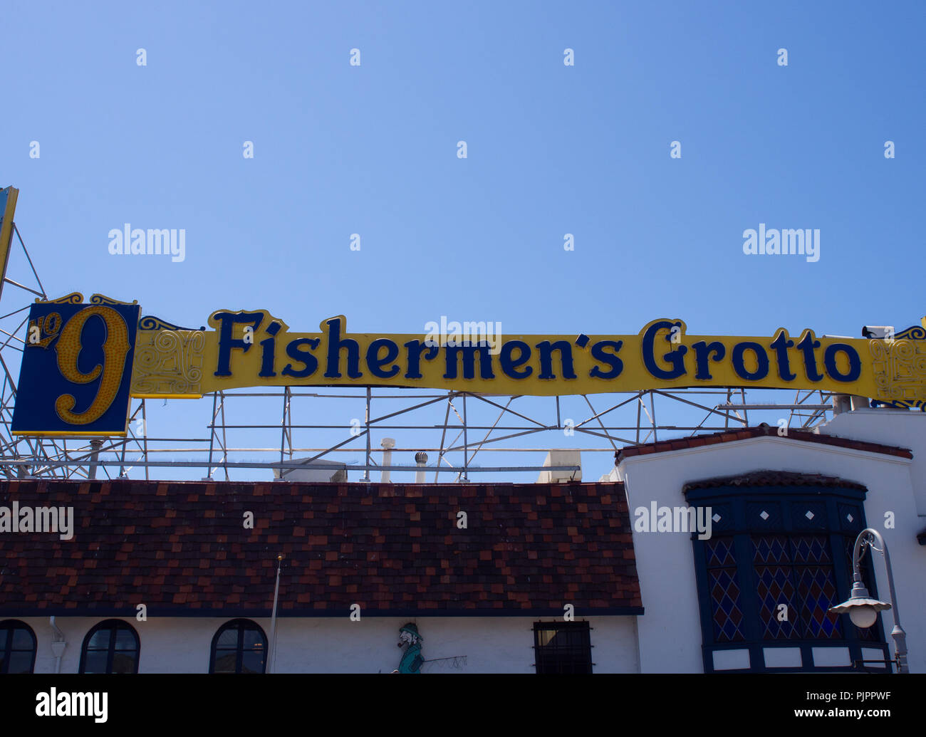 Fishermens Grotto Restaurant Sign Stock Photo - Alamy