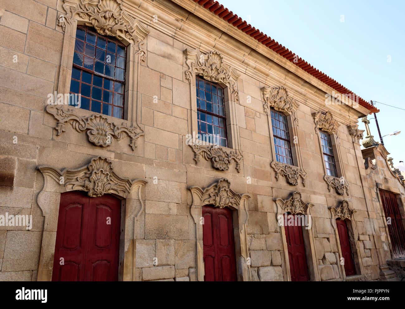 View of the austere baroque Manor of the Viscount of Almendra, with ...