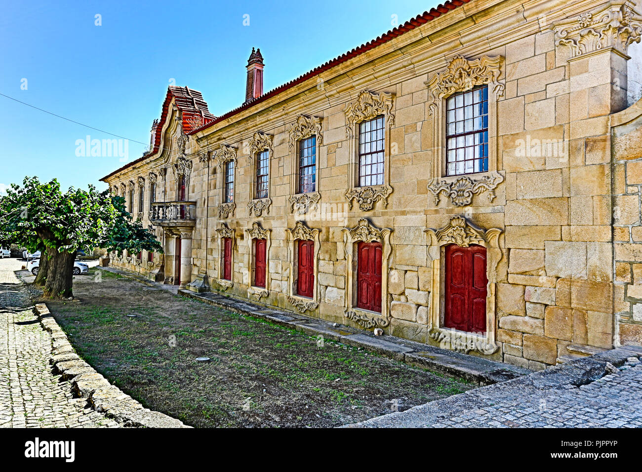 HDR View of the austere baroque Manor of the Viscount of Almendra, with ...