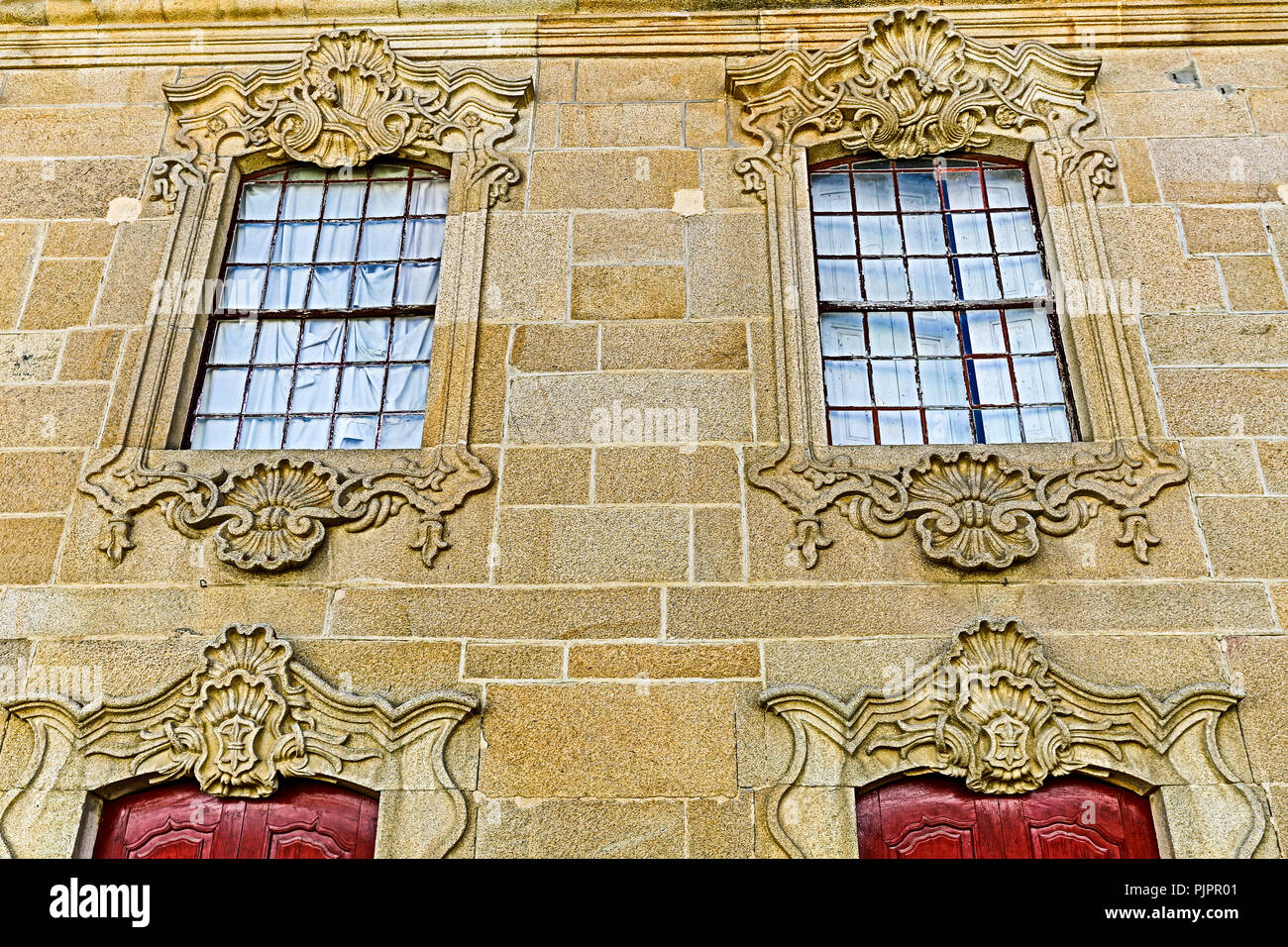 Detail of the rocaille windows and traditional inverted scallops of the ...