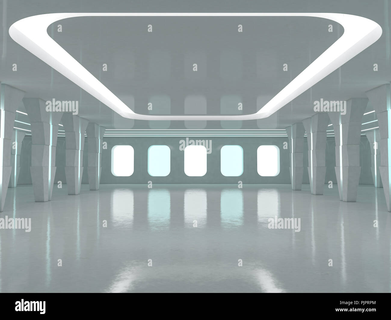 Abstract modern architecture background, empty open space interior. 3D ...