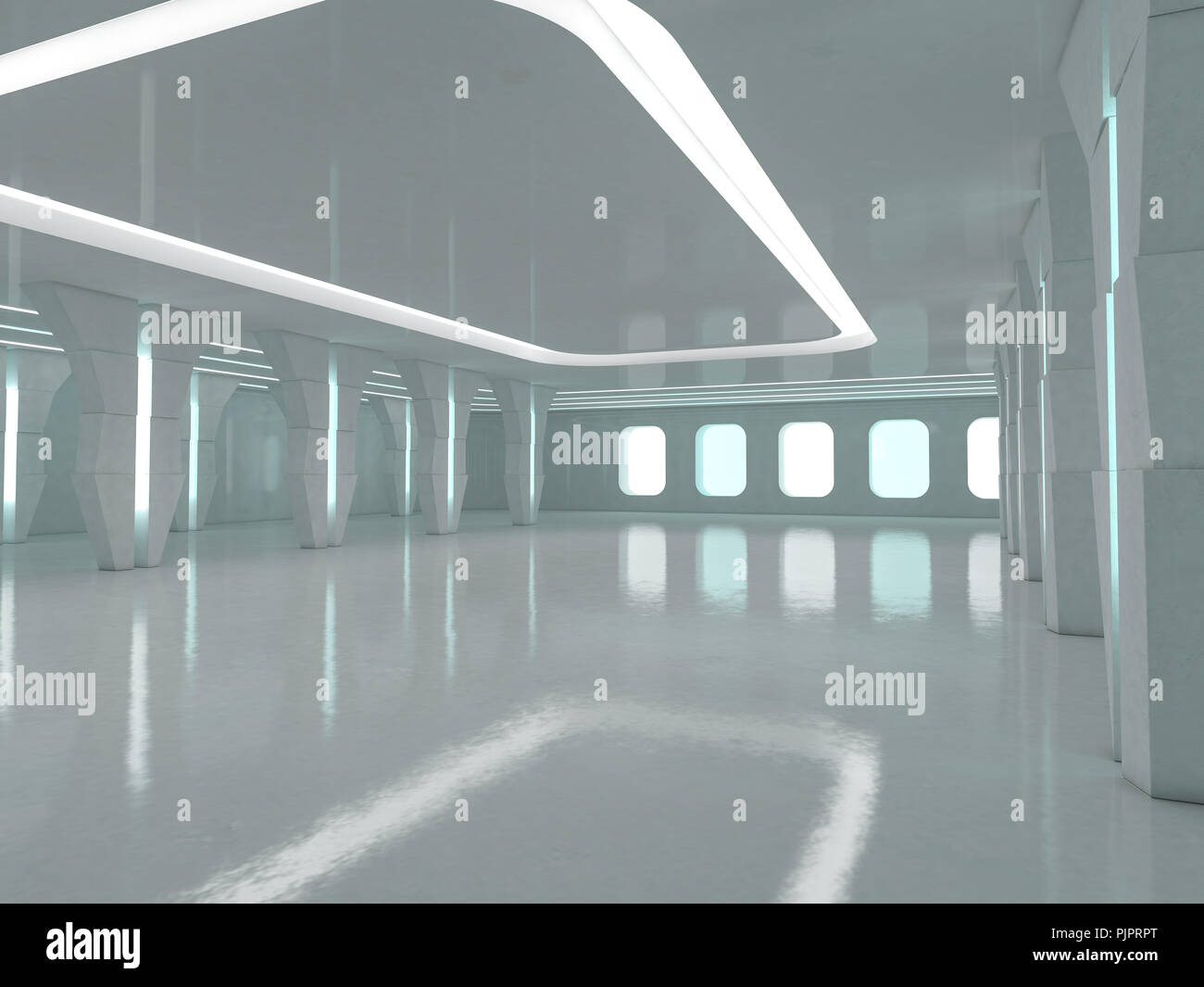 Abstract modern architecture background, empty open space interior. 3D ...