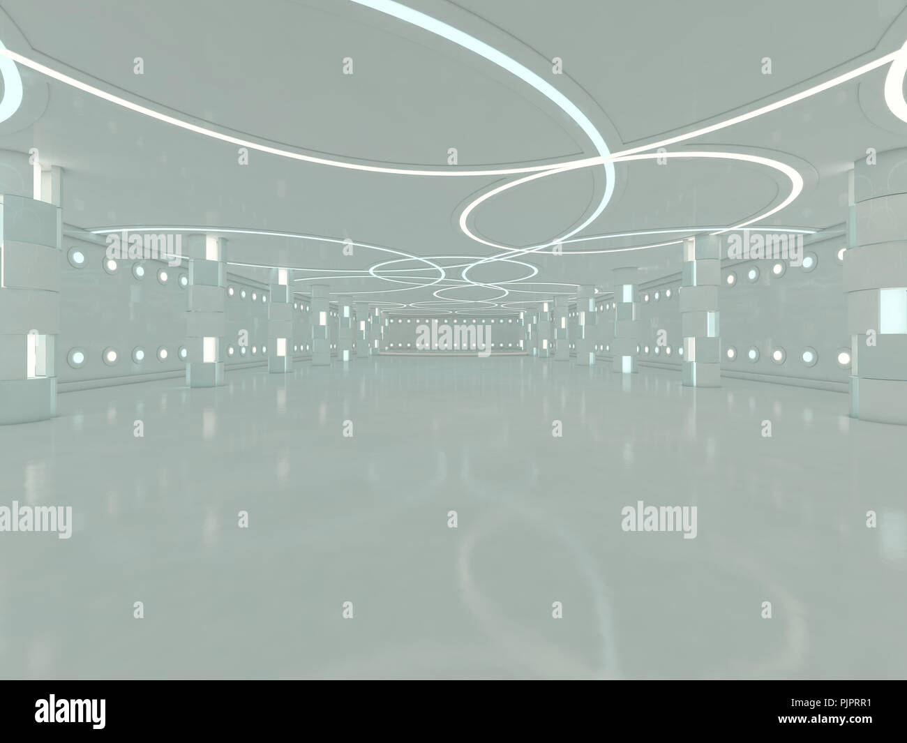 Abstract modern architecture background, empty open space interior. 3D ...