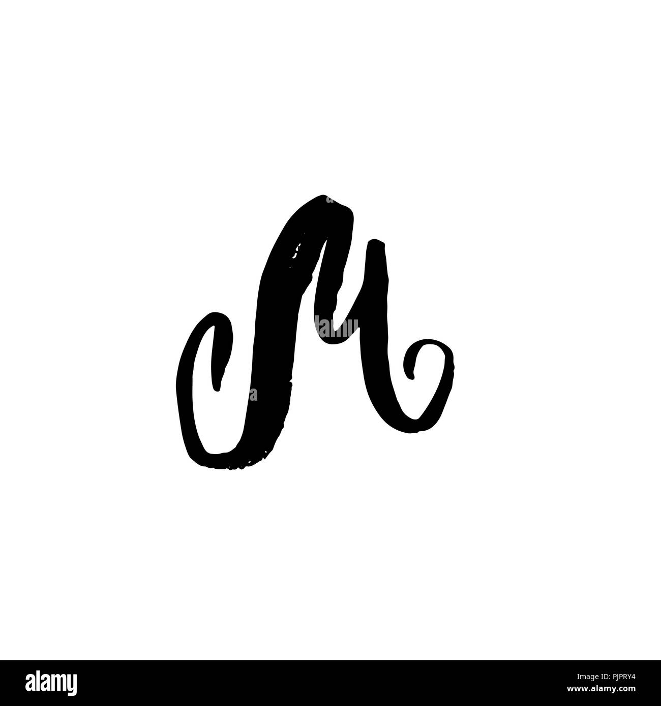 Hand painted letter M. Dry brush modern lettering. Vector illustration ...