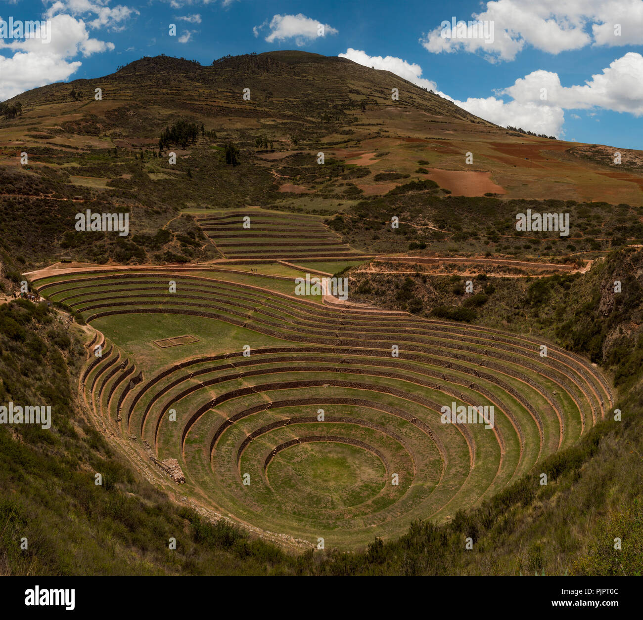 Peruvian archeological site at Moray. Inka circular agricultural ...