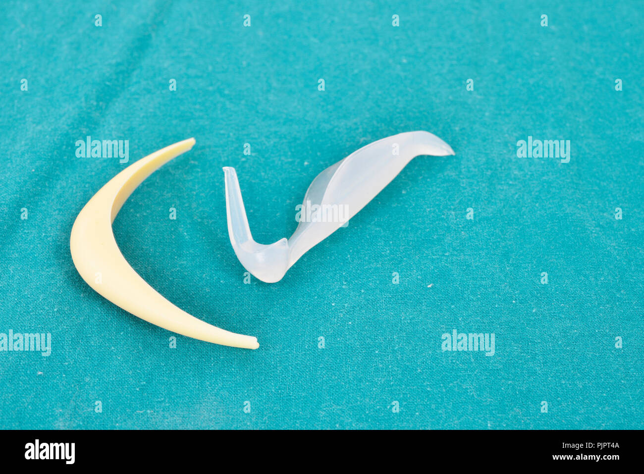 silicone nose implant and silicone chin implant on surgical coat Stock ...